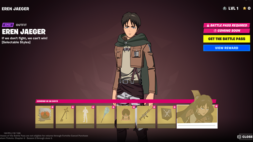 How to get the Eren Jaeger Attack on Titan Skin in Fortnite