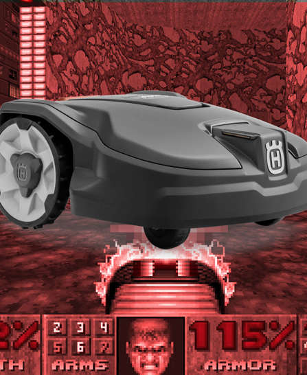 DOOM finally gets 1v1… by playing on a lawnmower
